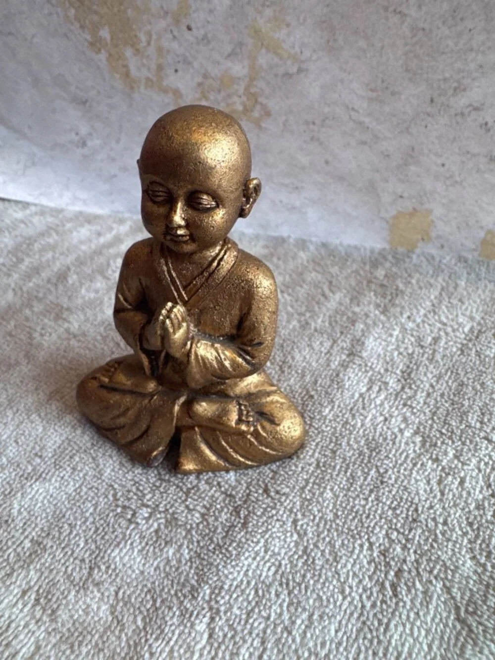Art | Praying Meditating Monk Buddha Small Figure Statue Gold Tone ...